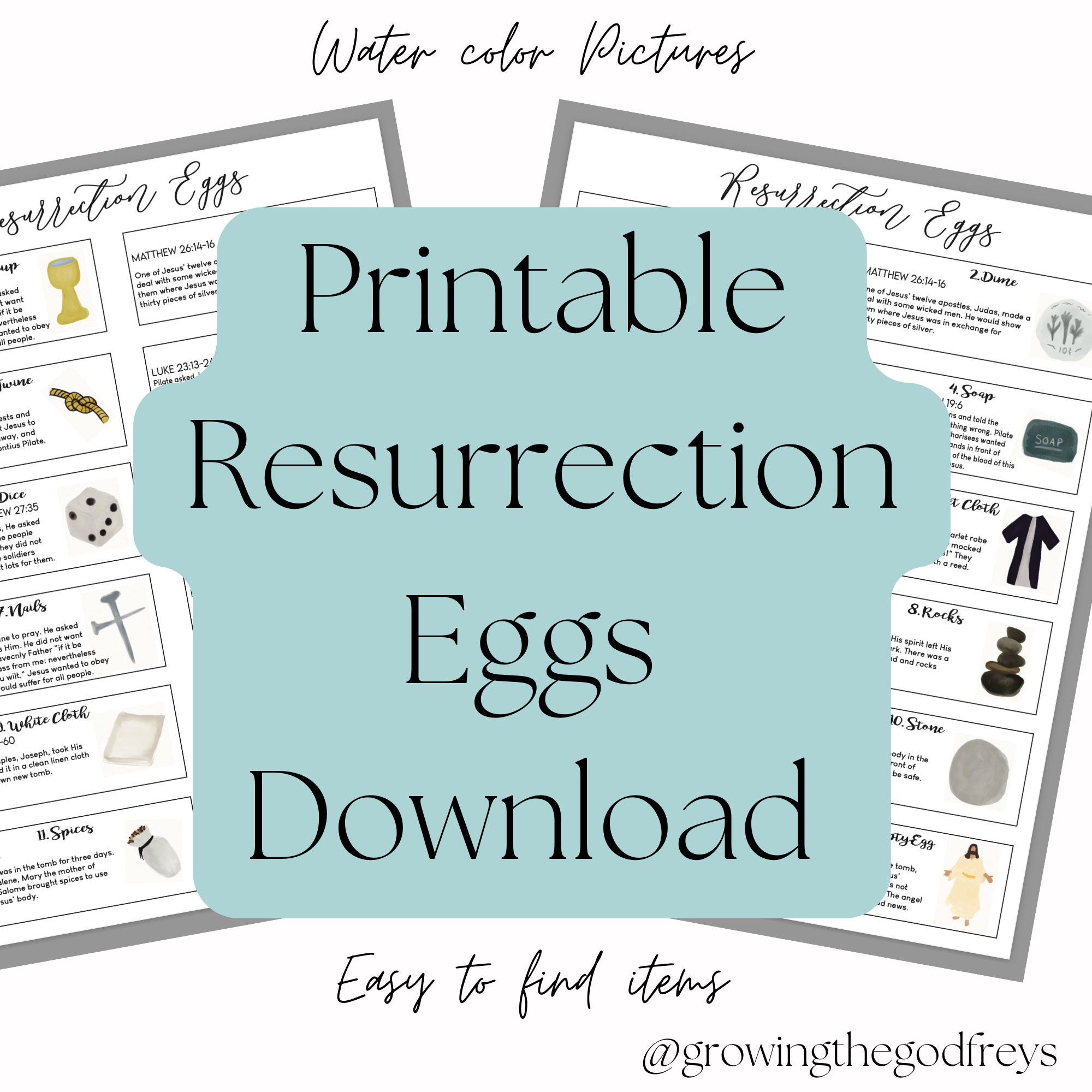 Easter Resurrection Eggs Printable Water Color Lds - Etsy