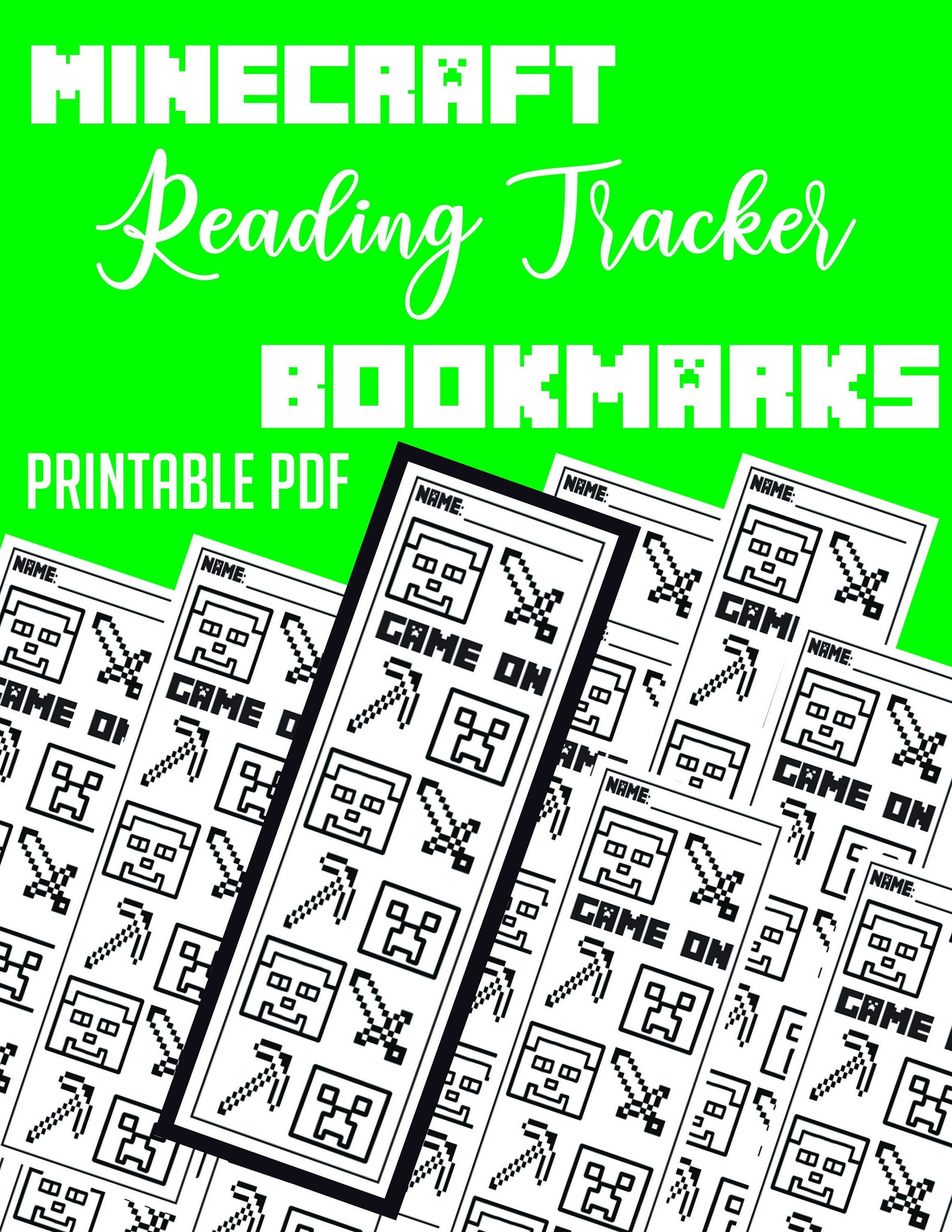 Minecraft Reading Tracker Bookmark for Kids, Boys, Girls, Printable ...