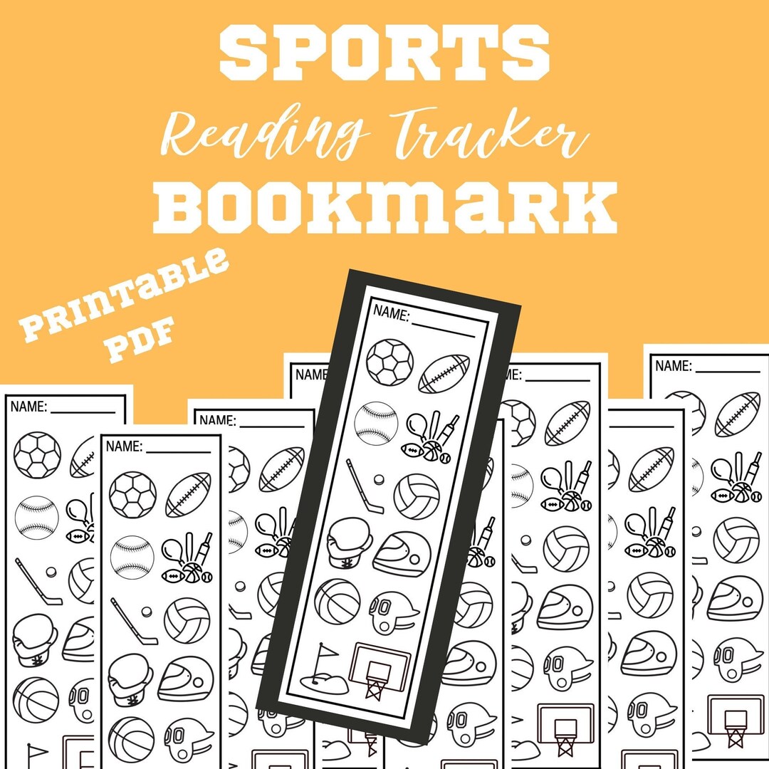 Sports Reading Tracker Bookmark for Kids, Boys, Girls, Printable ...