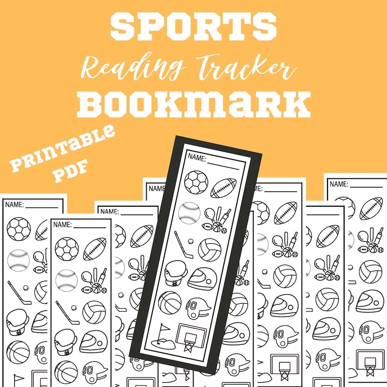 Sports Reading Tracker Bookmark for Kids, Boys, Girls, Printable ...
