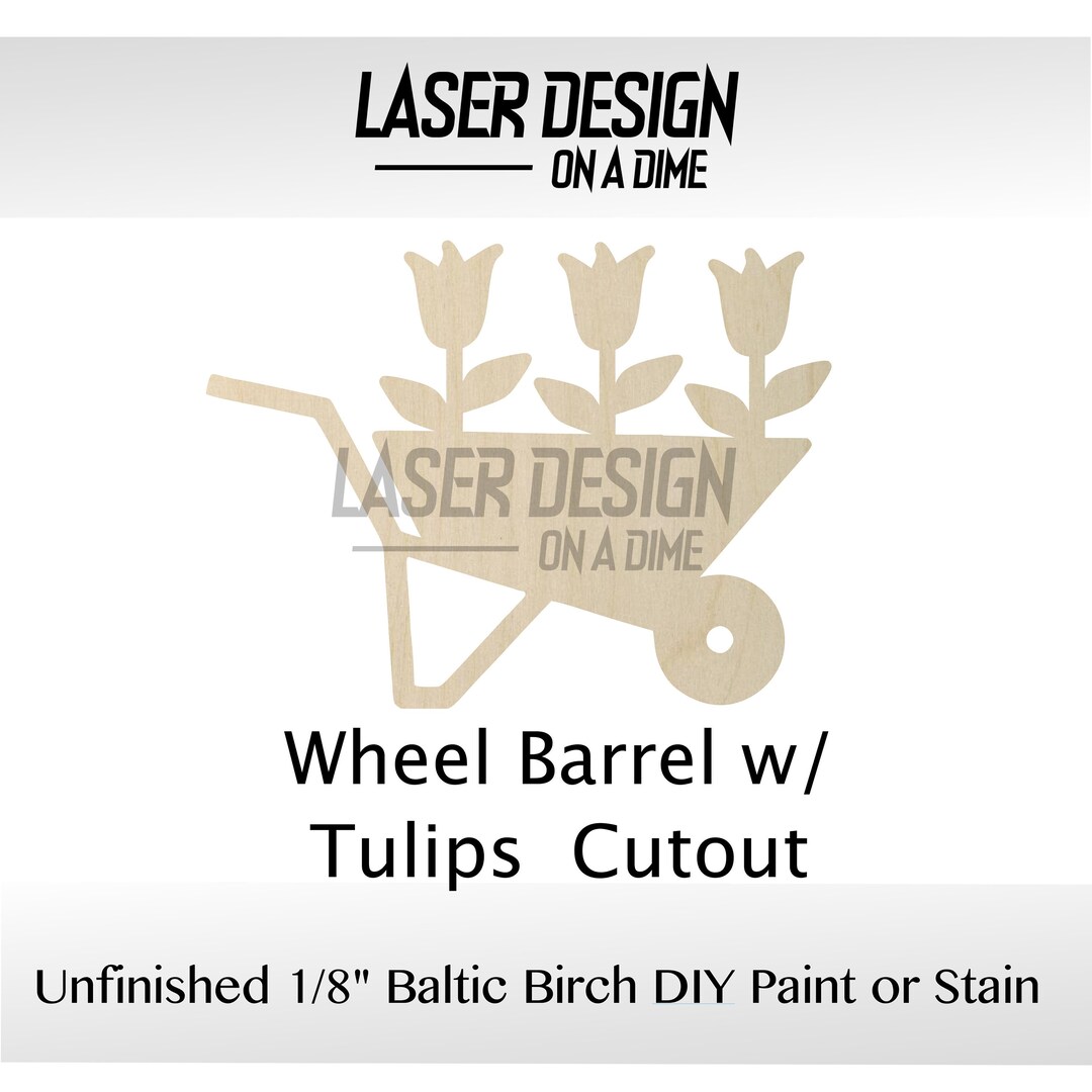 Wooden Cutout Wheel Barrel W/ Tulip Wooden Blank DIY Craft - Etsy