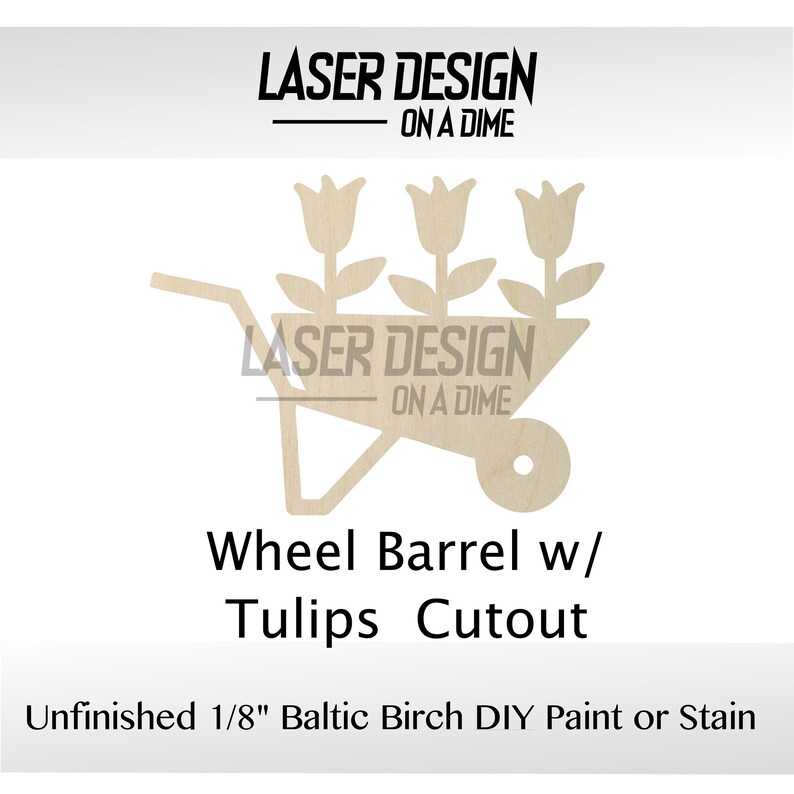 Wooden Cutout Wheel Barrel W/ Tulip Wooden Blank DIY Craft - Etsy
