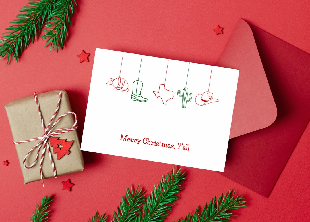 Texas Christmas Printable Greeting Card 7 X 5 Instant Download - Etsy