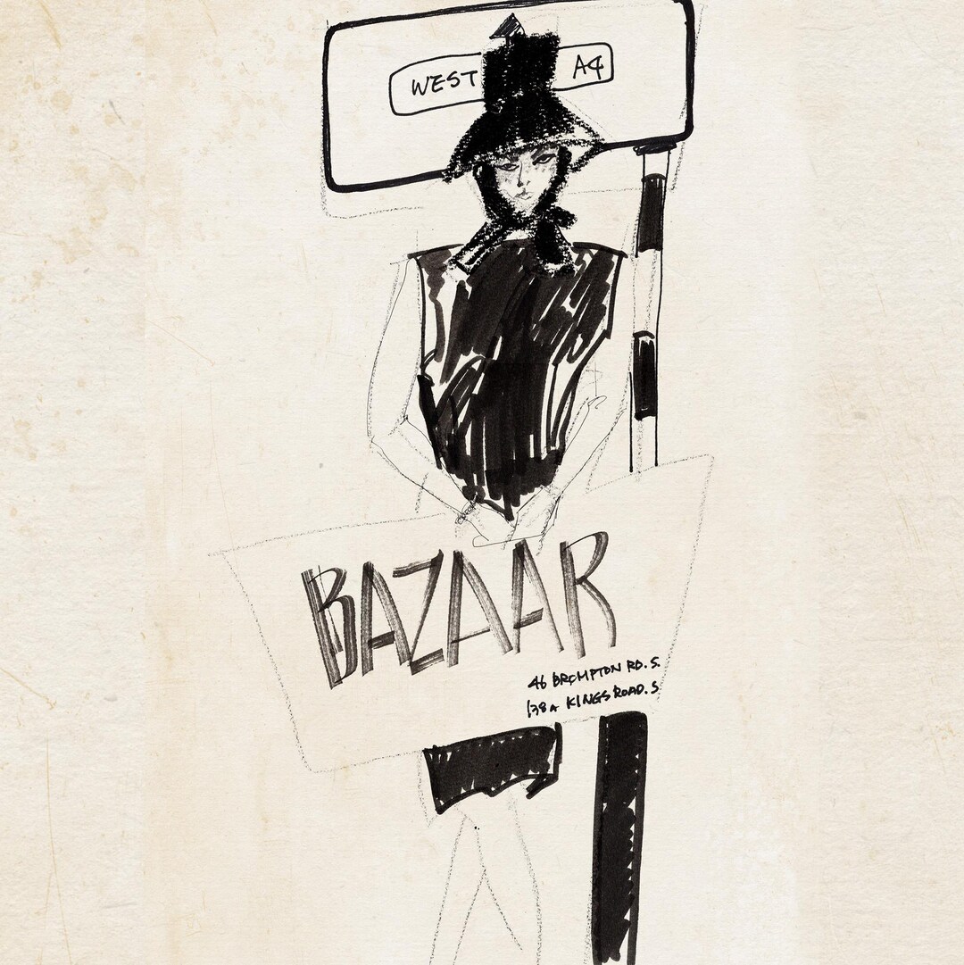 Mary Quant 1959 Fashion Sketch Print: Vintage Dress Line Art (digital ...