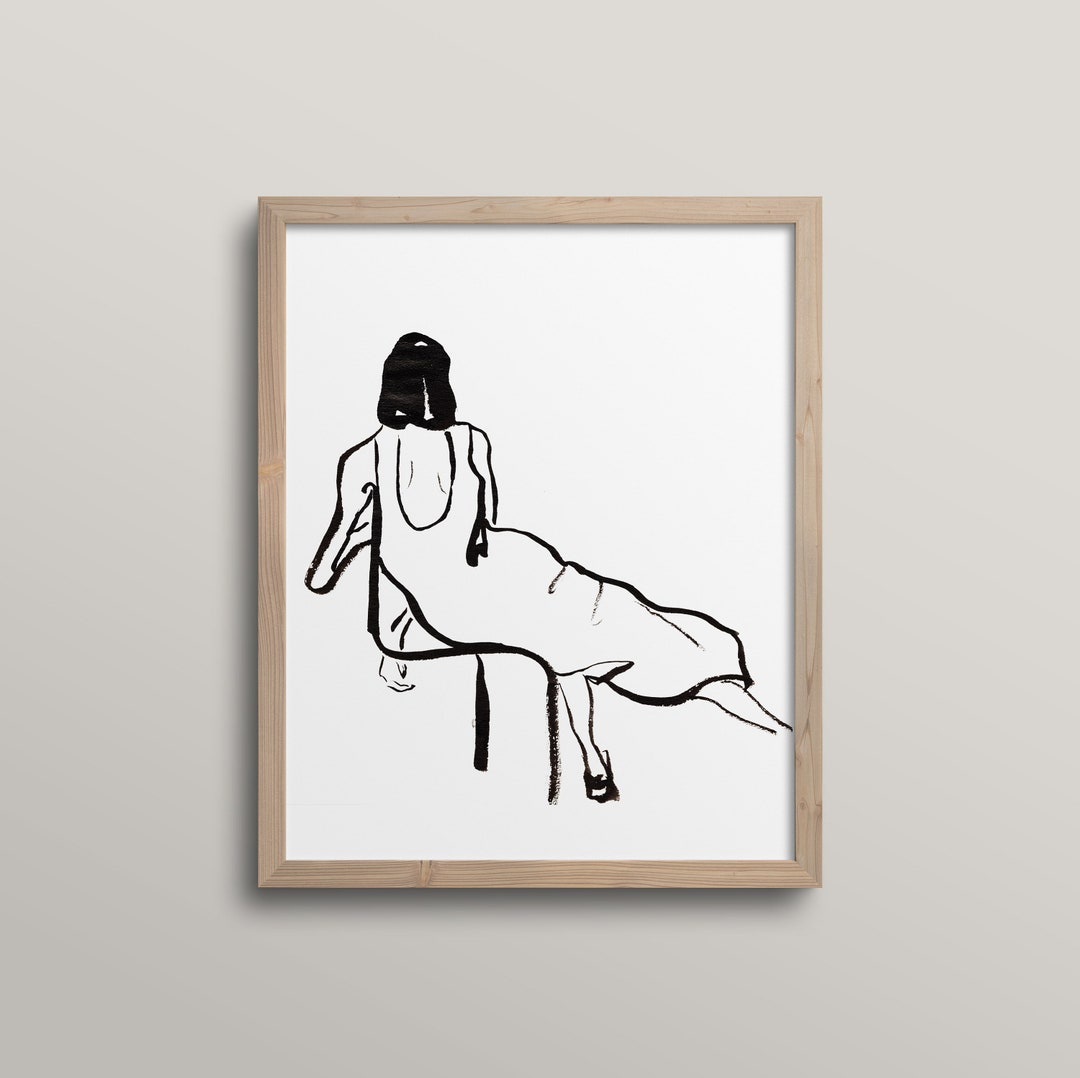 Minimal Line Art, Black and White Fashion Wall Art, Line Art Digital ...