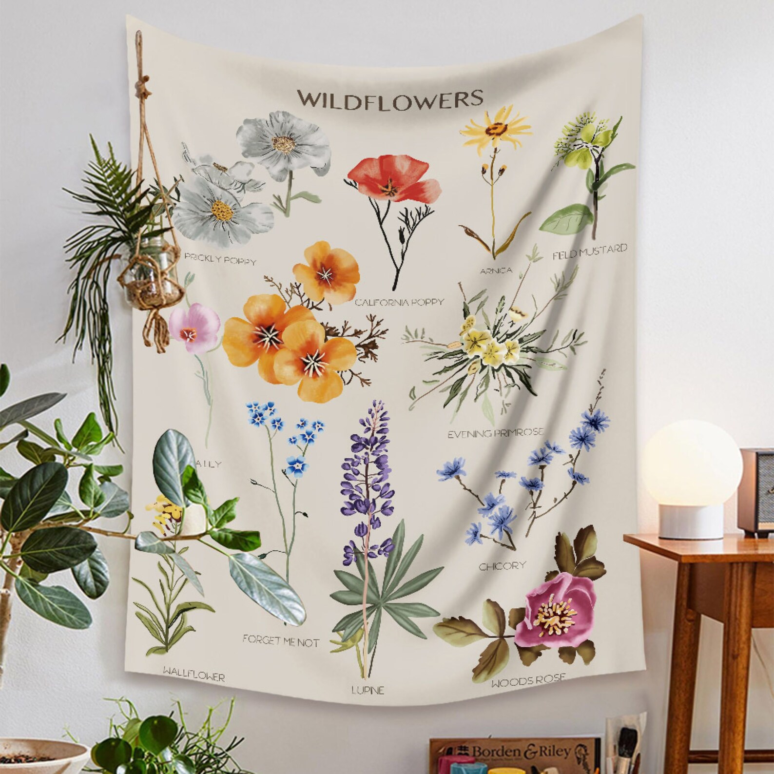 Beautiful Botanical Wild Flower Wall Tapestry Garden - Etsy