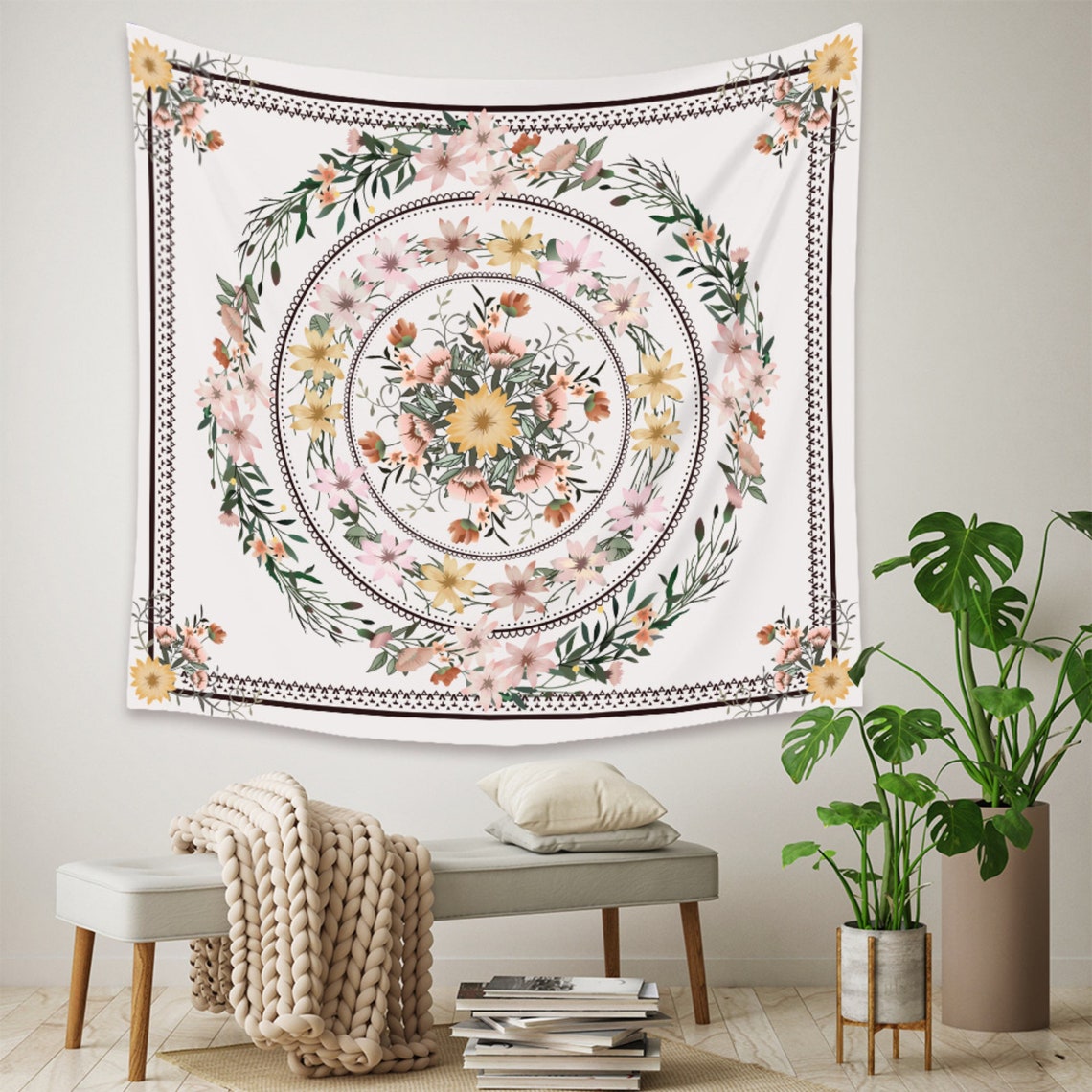 Boho Flower Wall Hangings Wall Tapestry for Living - Etsy