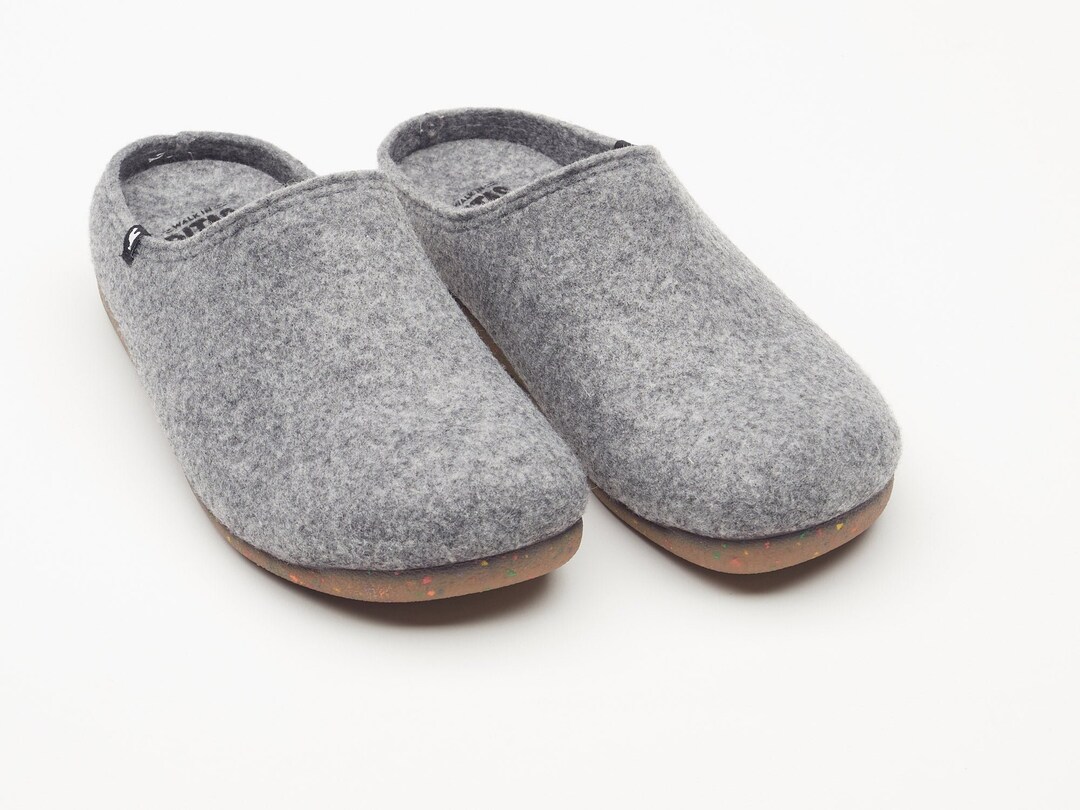 Soft Eco Felt Mule Slippers, Rubber Soles, 100% Recycled - Etsy