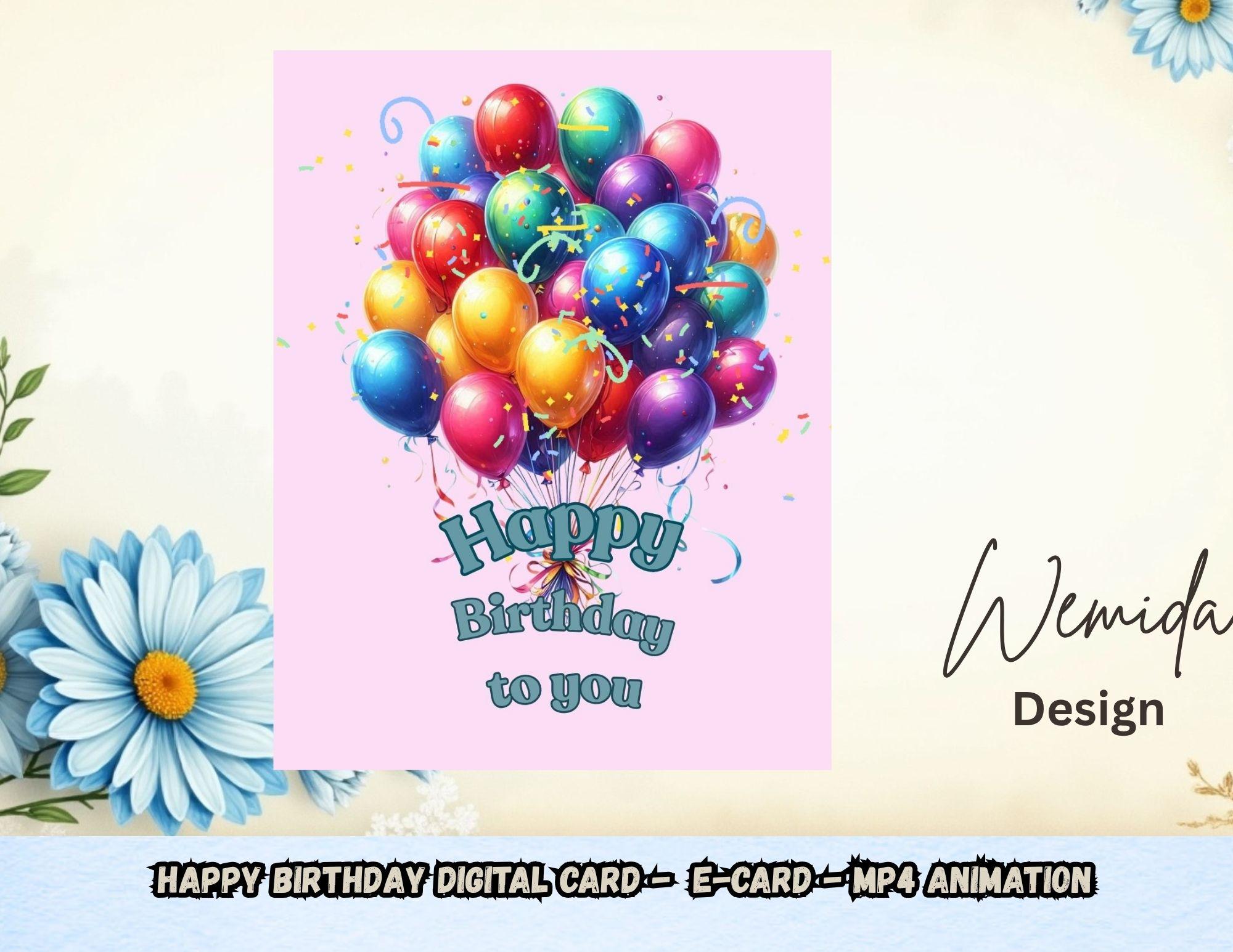 Animated Happy Birthday E-card - Textable MP4 Card (digital Download ...