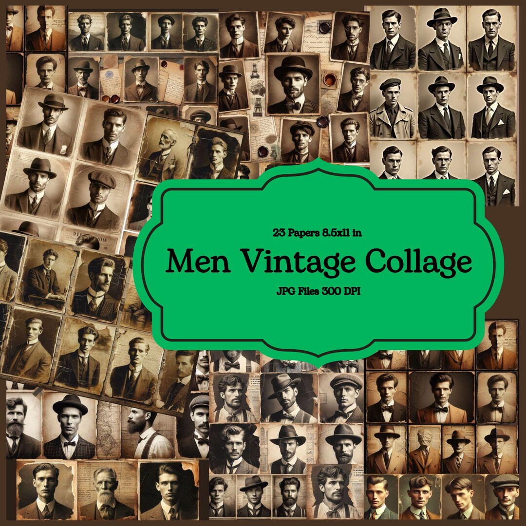 Vintage Men Portraits Collage, Antique Photos for Junk Journals ...
