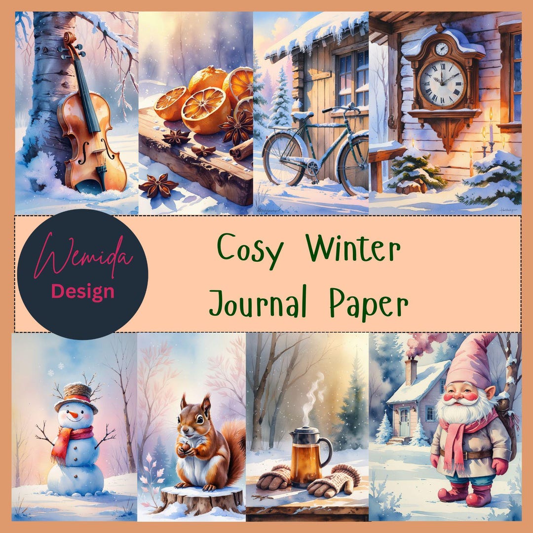Cozy Winter Watercolor Clipart Bundle Printable Junk Journal Set ...