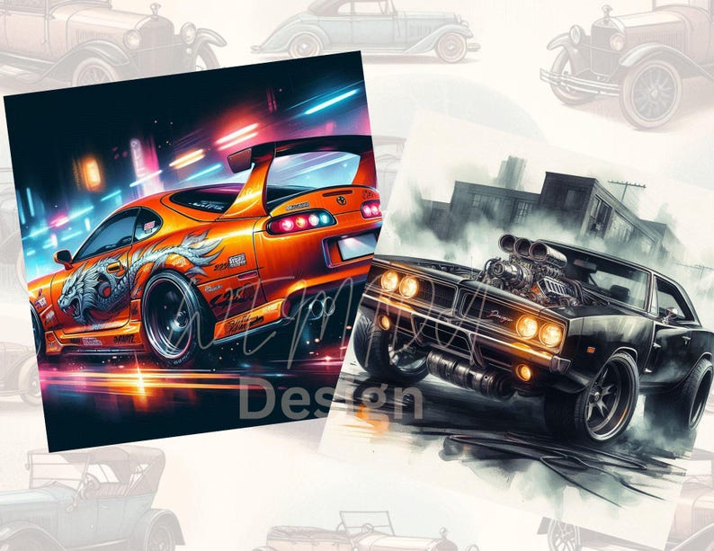 Iconic Cars From Movies & Video Games | 10 JPG Clipart | Digital ...