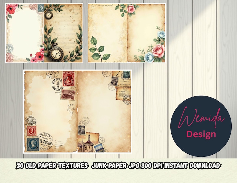 Vintage Paper Textures | Antique Printable Backgrounds (digital ...