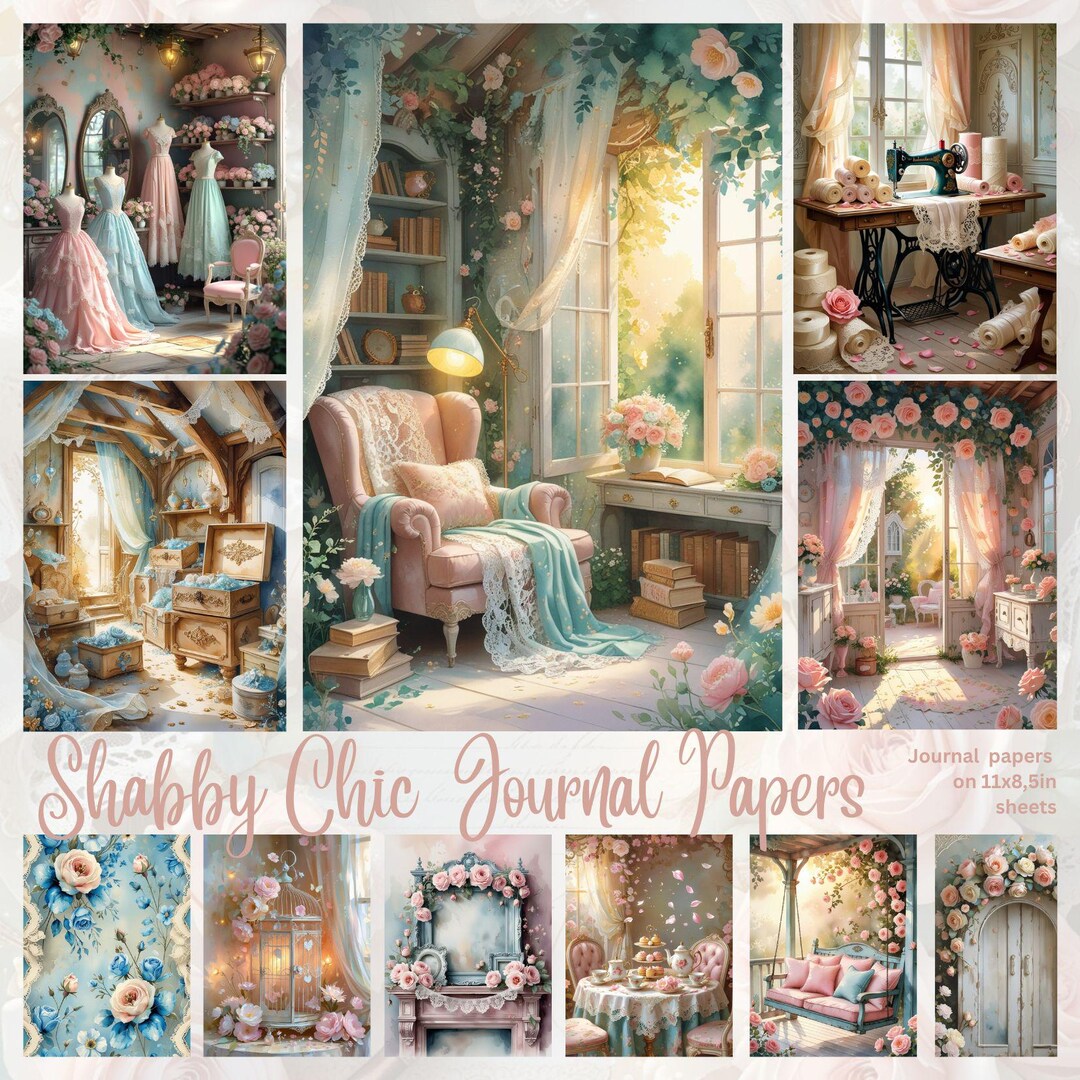 Shabby Chic Watercolor Backgrounds – 100 Romantic Journal Pages ...