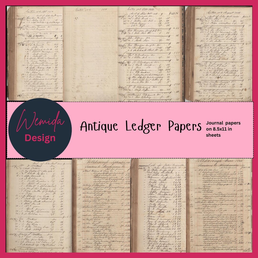 Antique Ledger Papers – Vintage Printables for Journaling & Crafts ...