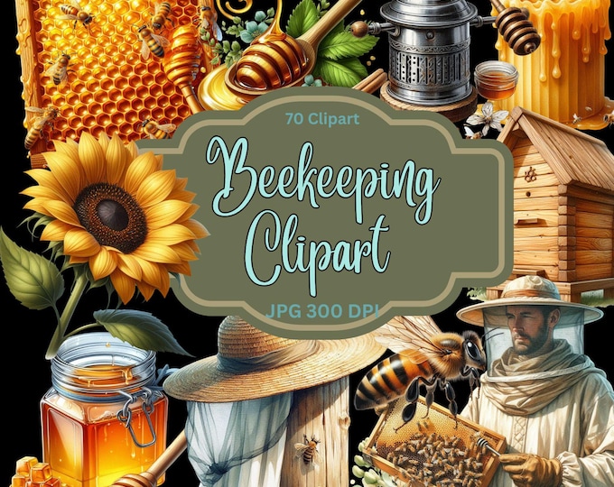 Bee Clipart. Hand Drawn Honey, Hive Clip Art. Doodle Bee Coloring ...