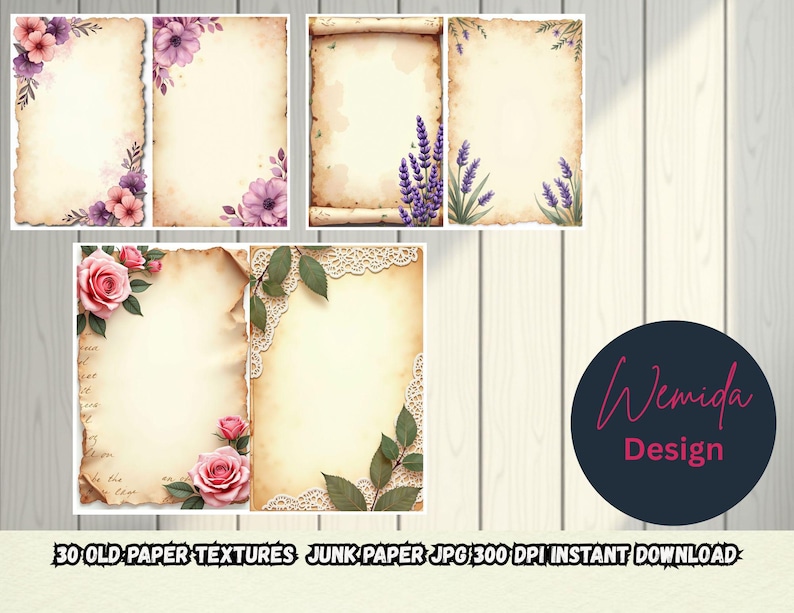 Vintage Paper Textures | Antique Printable Backgrounds (digital ...