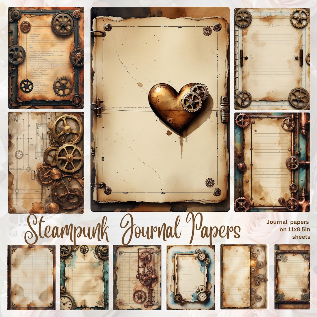 Steampunk Junk Journal Pages – Vintage Industrial Watercolor ...