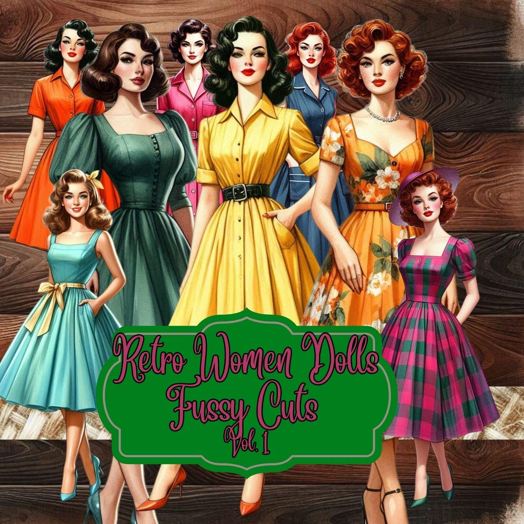 50s Women Paper Dolls, Retro Ephemera, Junk Journal Images (digital ...