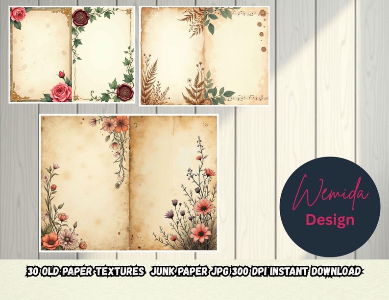 Vintage Paper Textures | Antique Printable Backgrounds (digital ...