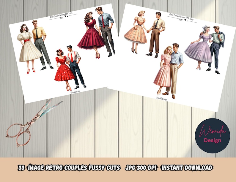 1950s Retro Couples Fussy Cuts – Vintage Fashion Printable Ephemera for ...