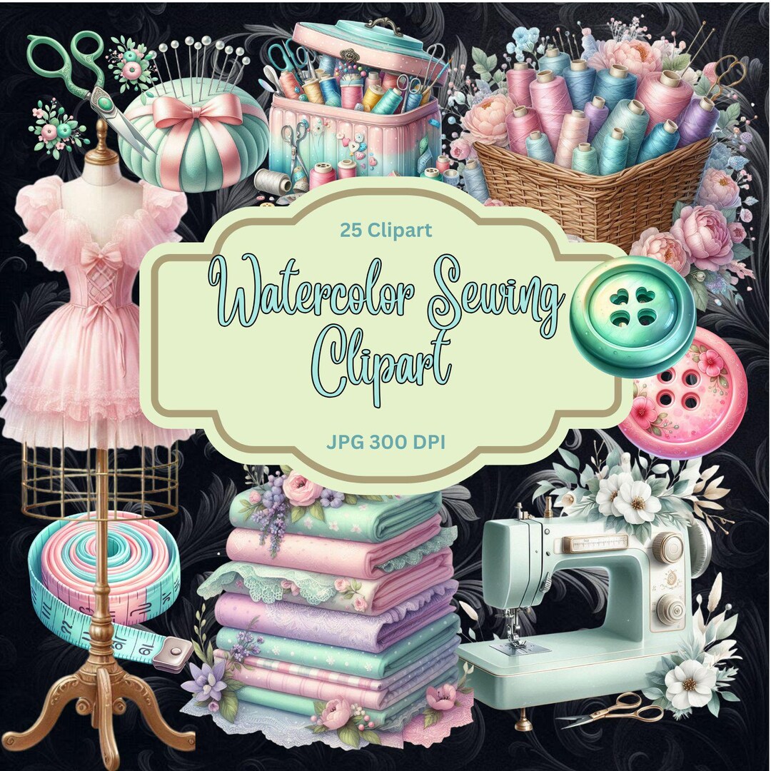 Sewing Clipart | Shabby Chic Cottagecore PNG, JPG (digital Download) - Etsy