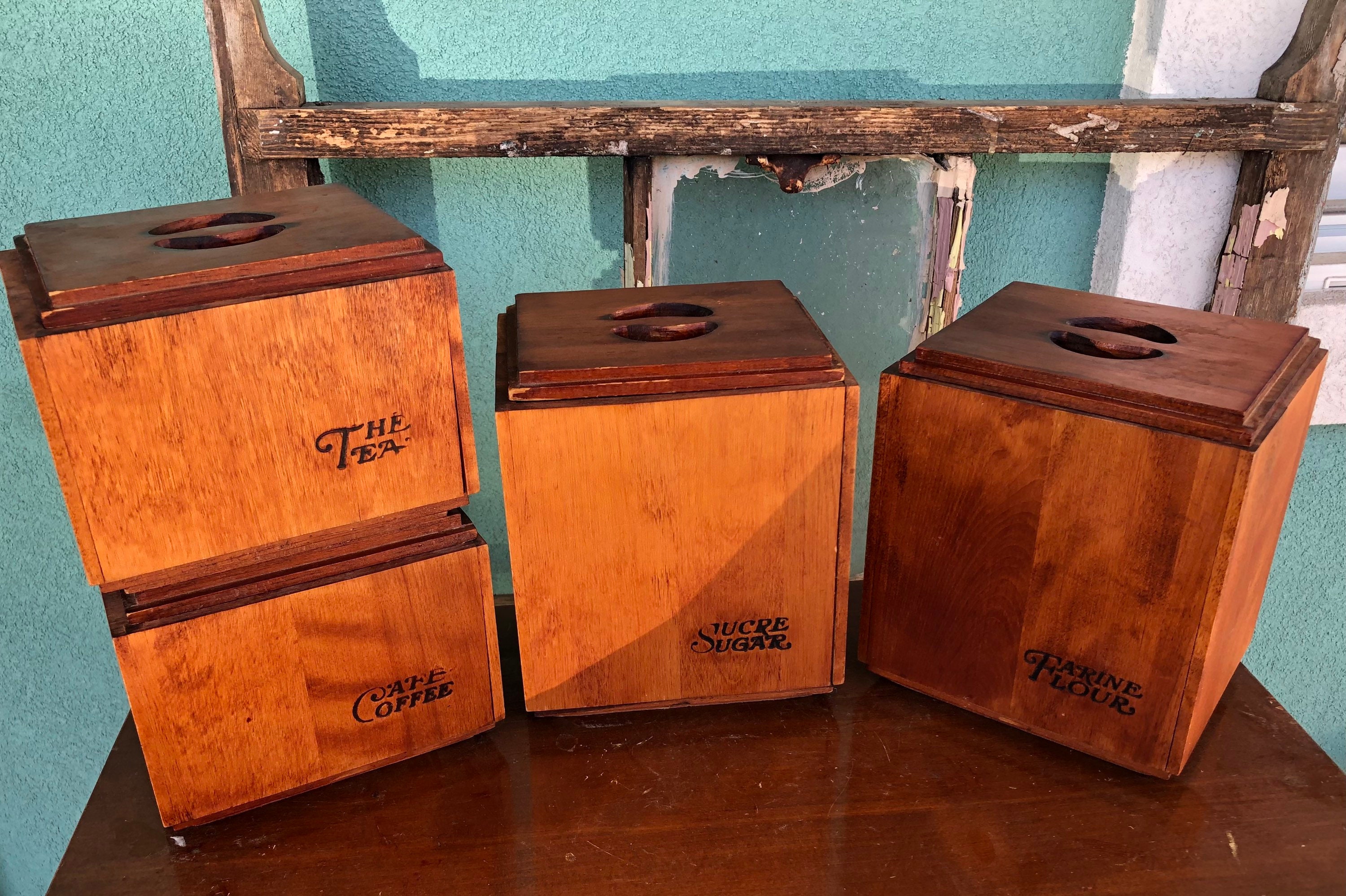 Kitchen & Dining Jars & Containers Baribocraft Wood Canisters English ...