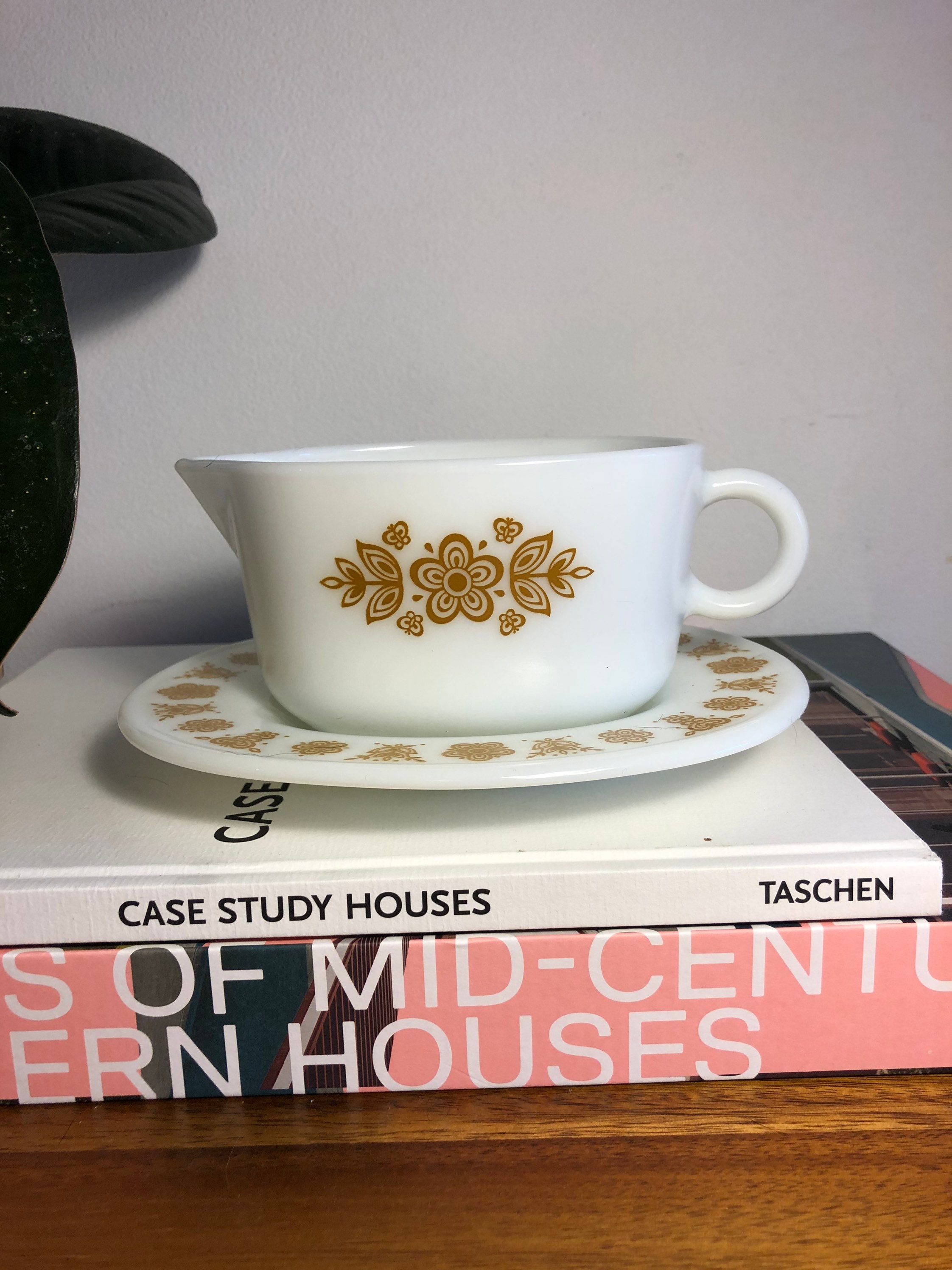 Butter Gold Pyrex Milk Glass Butter gold Milk Glass Gravy Boat Pyrex ...