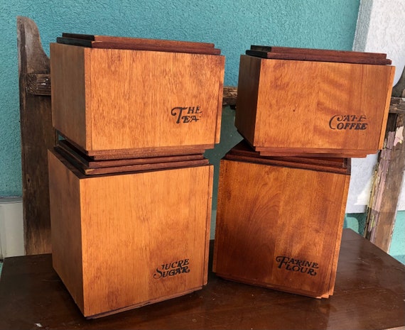 Kitchen & Dining Jars & Containers Baribocraft Wood Canisters English ...