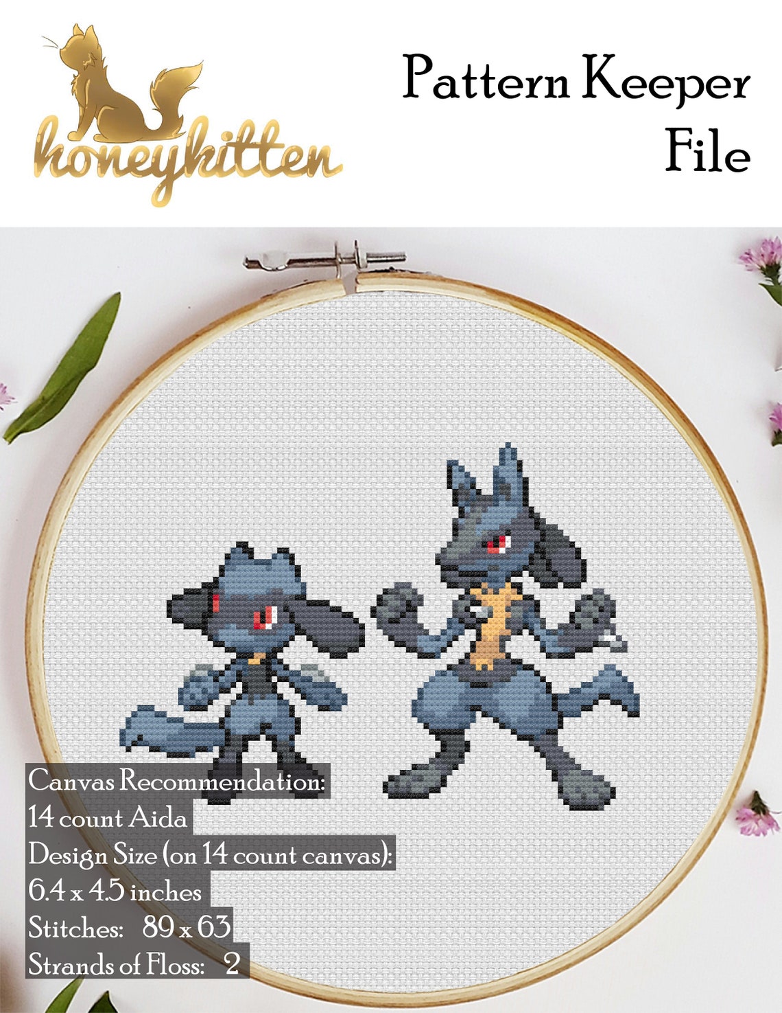 Riolu & Lucario Pokemon Cross Stitch PDF Pattern - Etsy