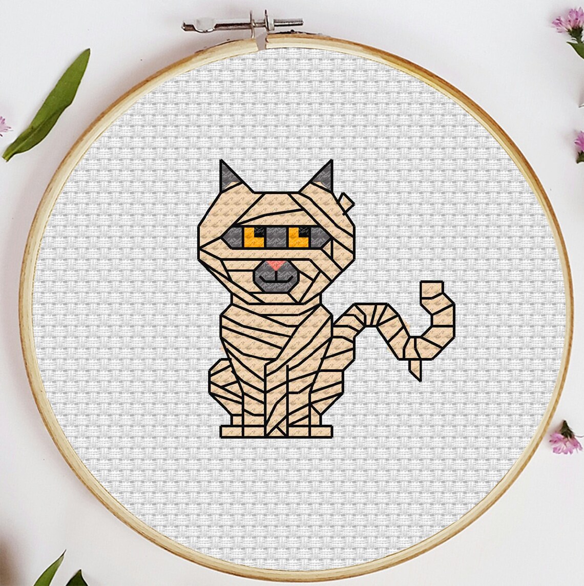 Mummy Cat Halloween Cross Stitch Pattern - Etsy