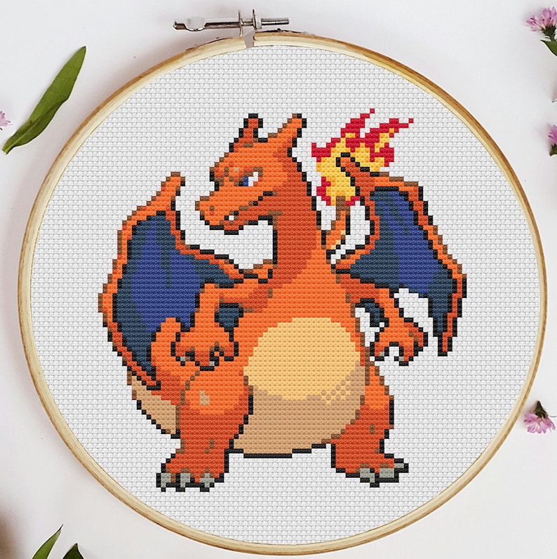 Charizard Pokemon Cross Stitch PDF Pattern - Etsy
