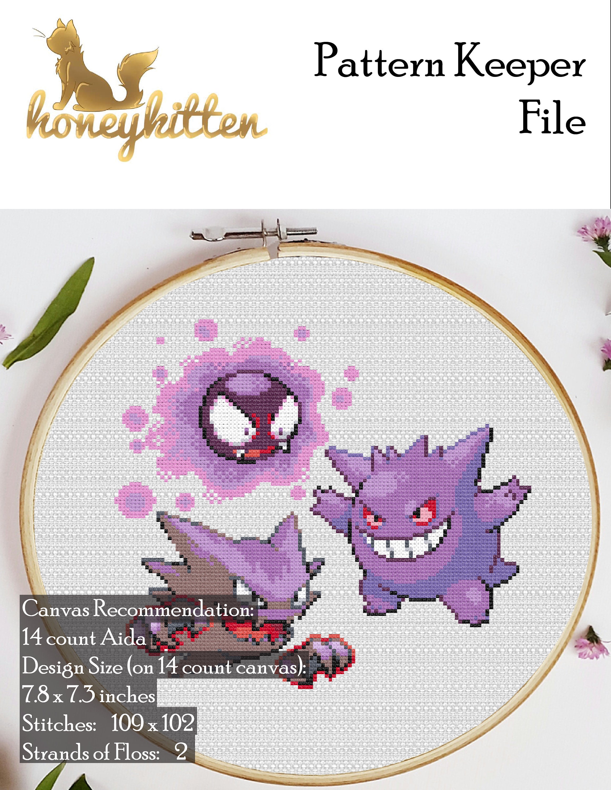 Gengar Evolutions Pokemon Cross Stitch PDF Pattern Gastly Haunter ...