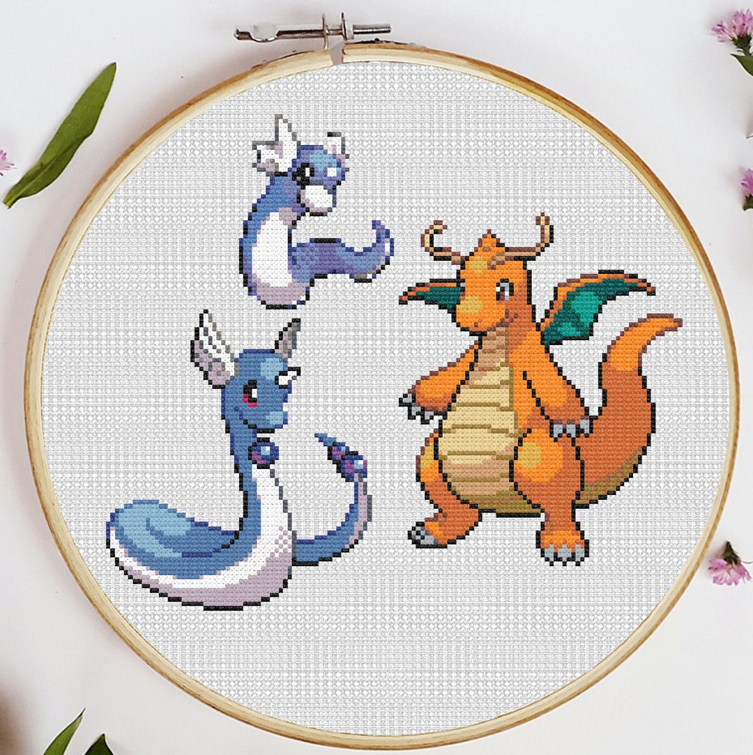 Dragonite Evolutions Pokemon Cross Stitch PDF Pattern - Etsy