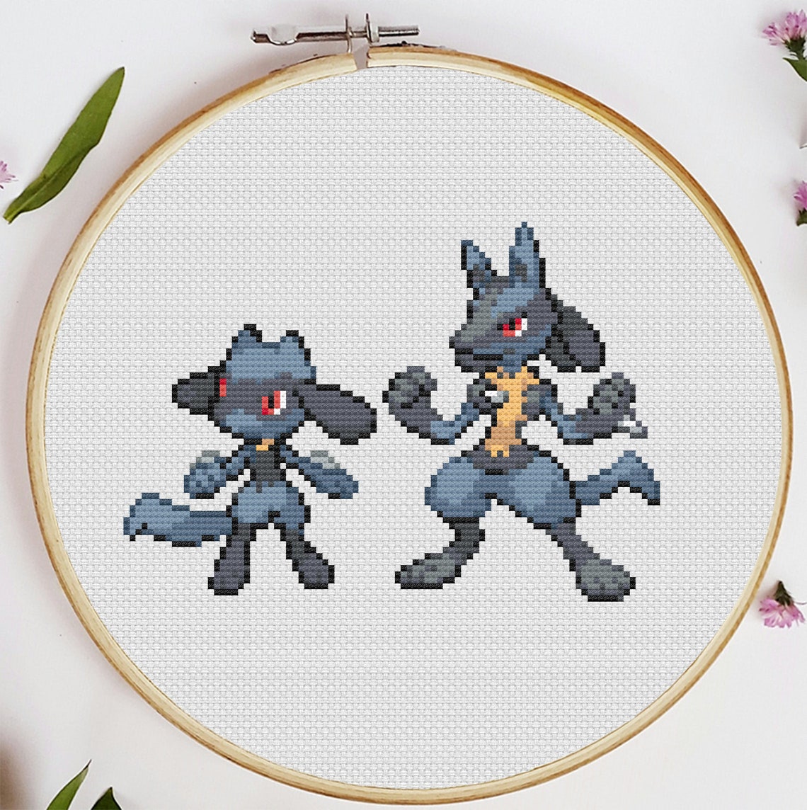 Riolu & Lucario Pokemon Cross Stitch PDF Pattern - Etsy