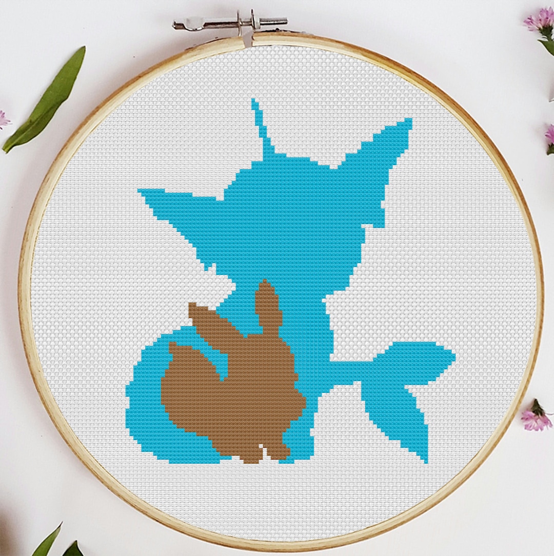 Eevee & Vaporeon Pokemon Cross Stitch PDF Pattern - Etsy