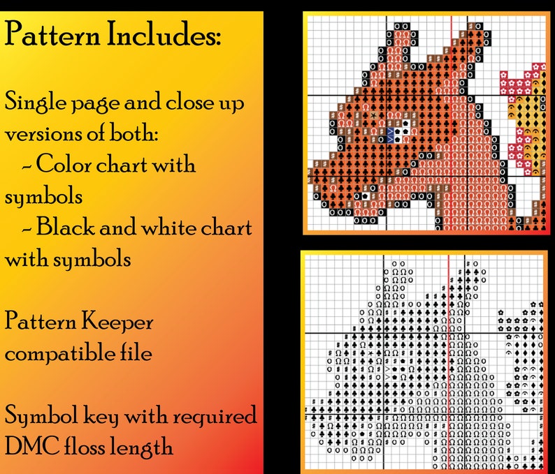 Charizard Pokemon Cross Stitch PDF Pattern - Etsy
