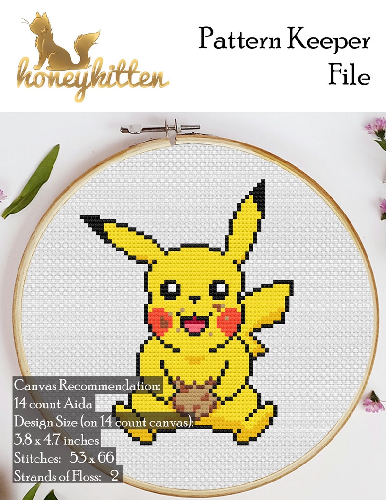 Pikachu With Cookie Pokemon Cross Stitch PDF Pattern - Etsy