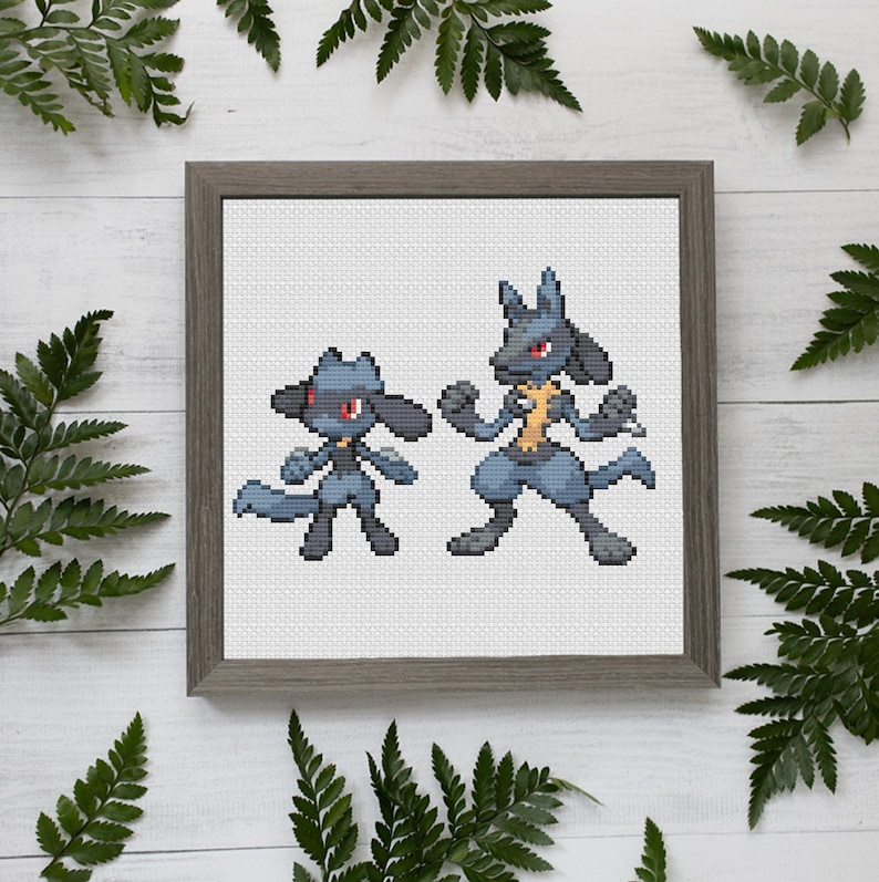 Riolu & Lucario Pokemon Cross Stitch PDF Pattern - Etsy