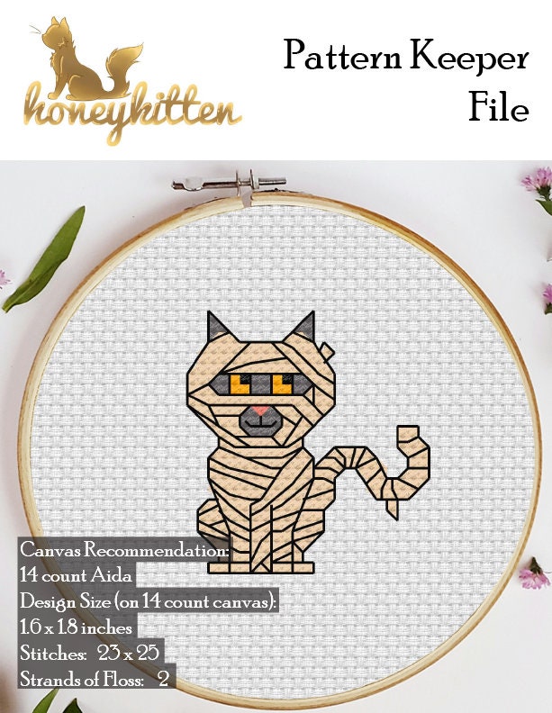 Mummy Cat Halloween Cross Stitch Pattern - Etsy