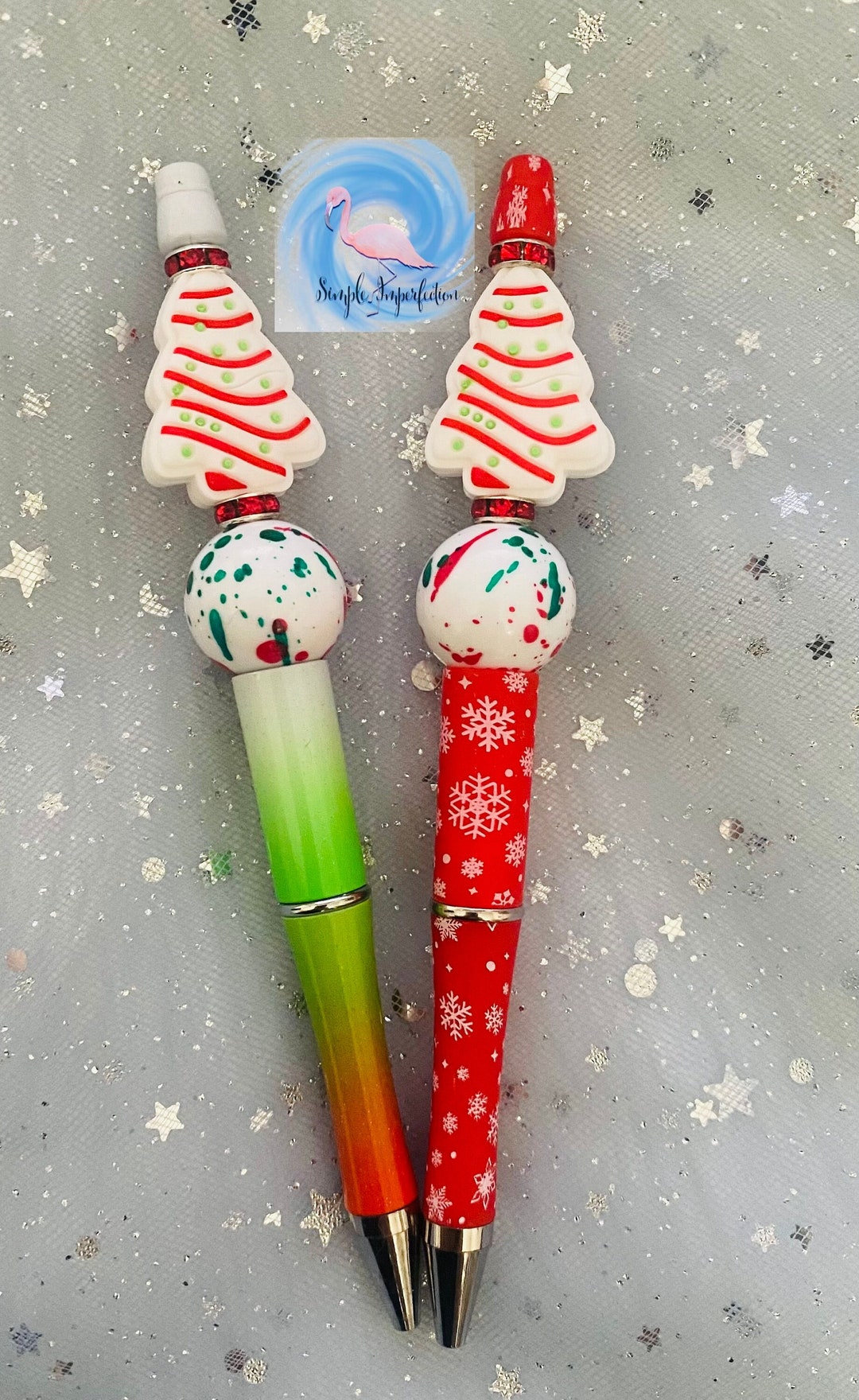 Christmas Tree Cake Beaded Pens | Christmas Pen | Gift | Stocking ...