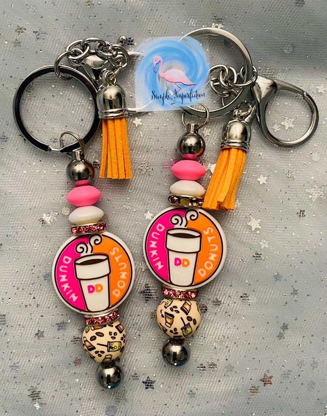Dunkin’ Donuts Beaded Keychain | Christmas Keyring | Purse Charm | Bag ...