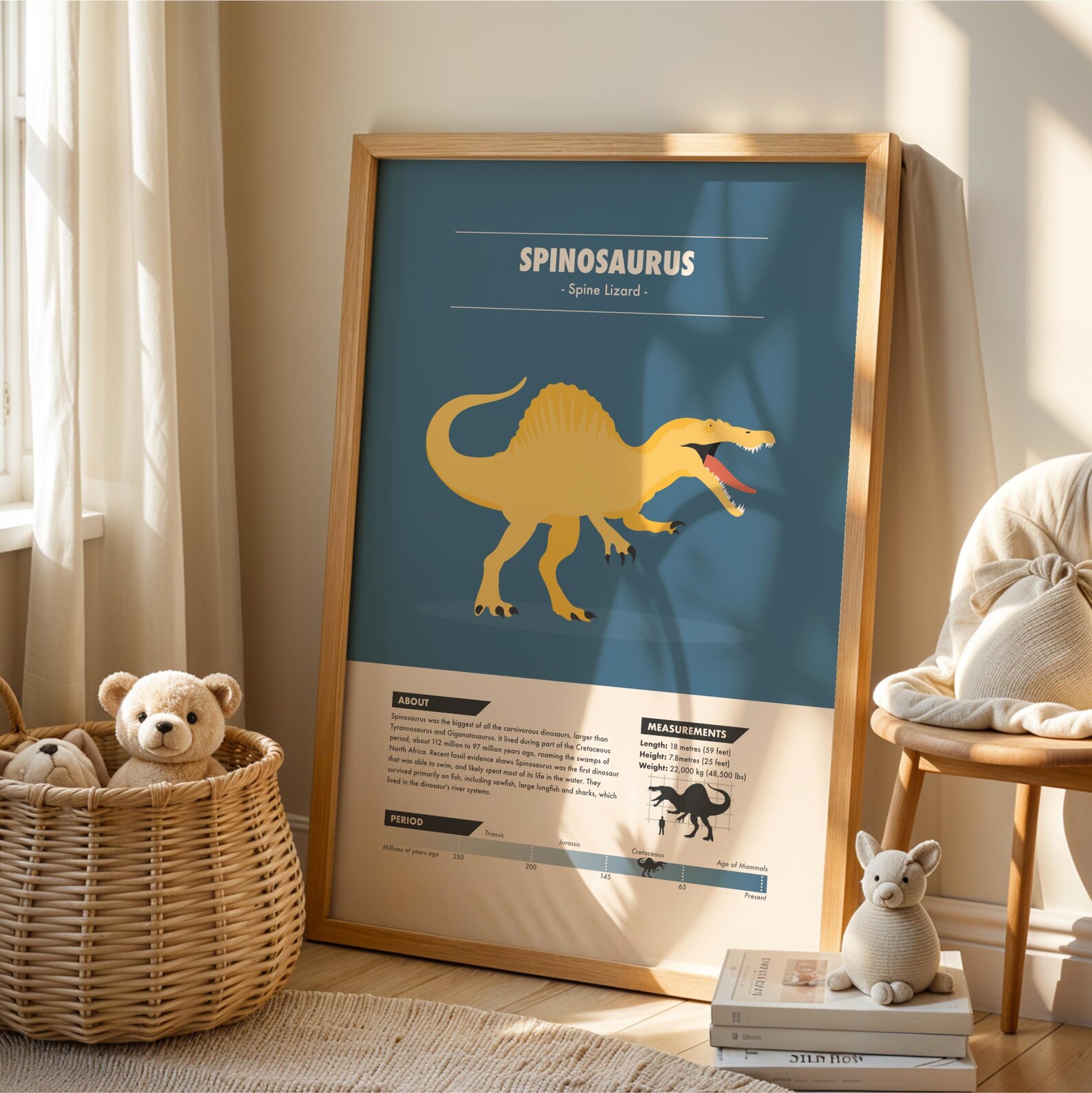 Spinosaurus Fact Print - Kids Bedroom Dinosaur Wall Art | Kids Poster ...