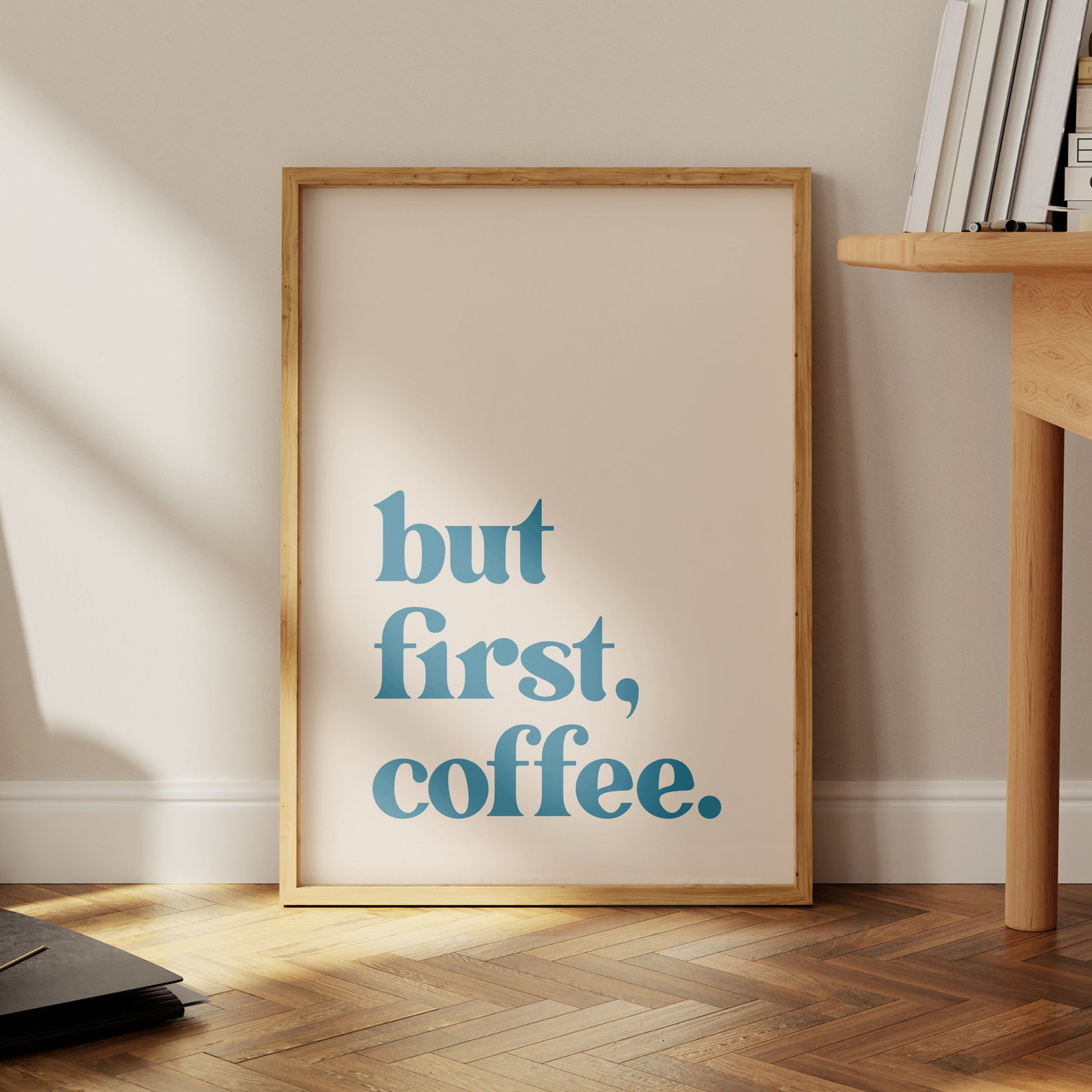 But First Coffee blue Coffee & Kitchen Wall Art Print Home Decor Poster ...