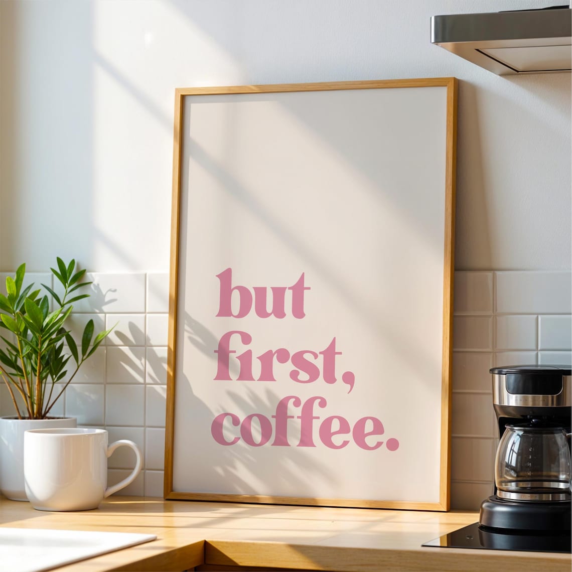 But First Coffee (pink) - Coffee & Kitchen Wall Art Print | Home Decor ...