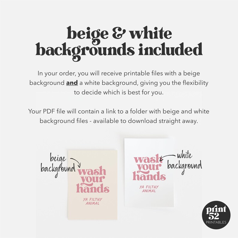 Wash Your Hands Ya Filthy Animal (pink) - Bathroom Wall Art Print ...