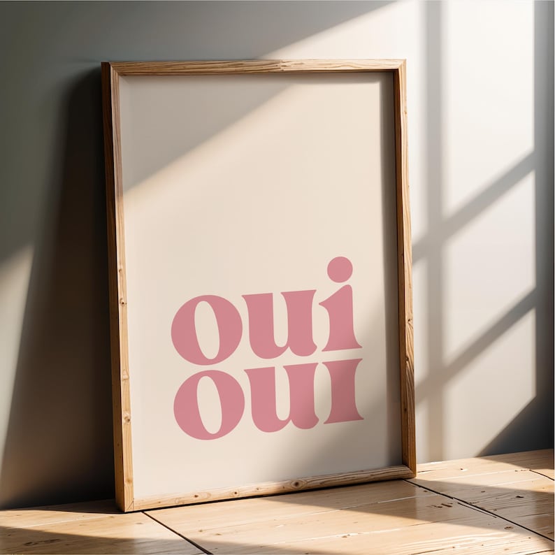 Oui Oui - Pink Bathroom Wall Art Print | Home Decor, Bathroom ...