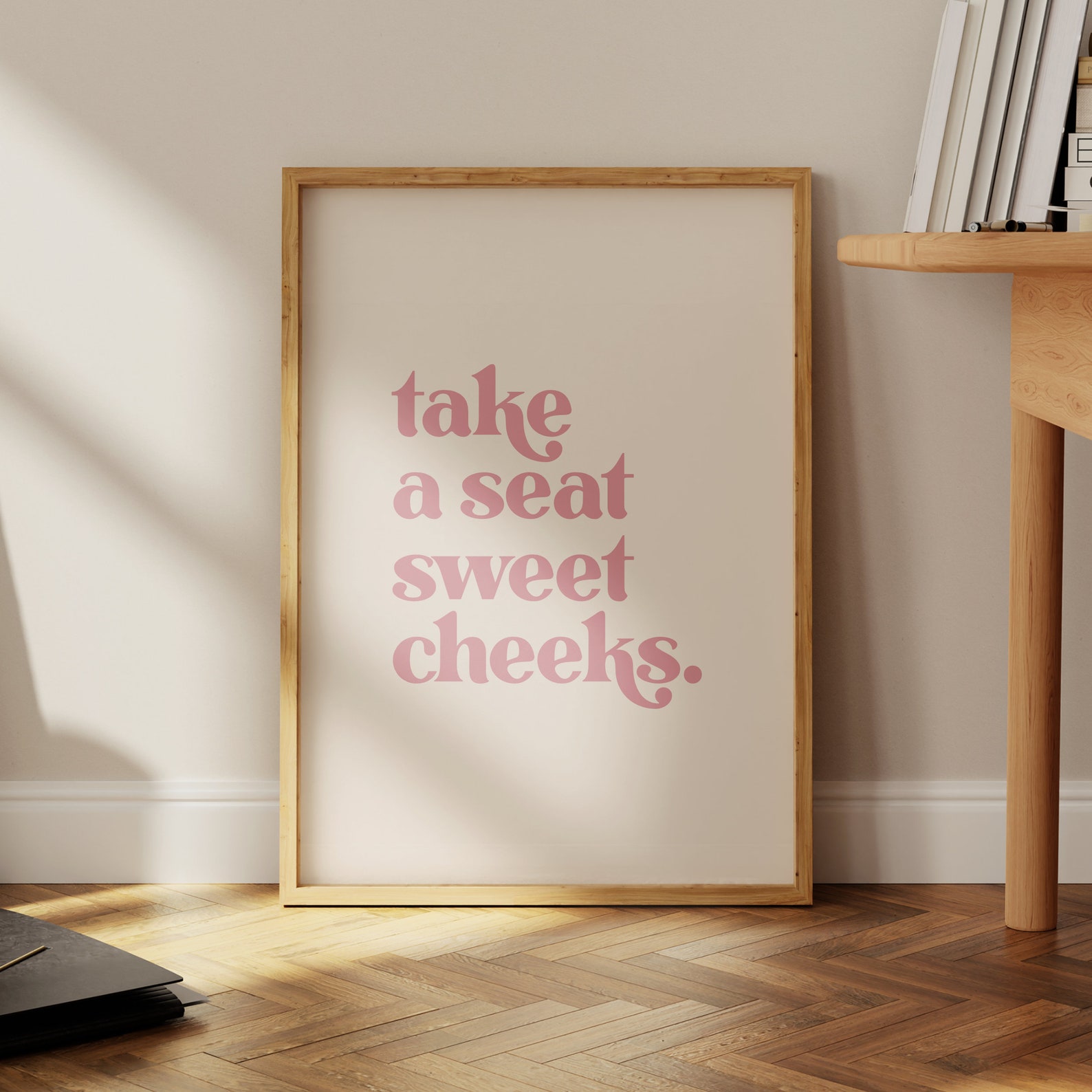 Take a Seat Sweet Cheeks Pink Bathroom Wall Art Print Home Decor ...