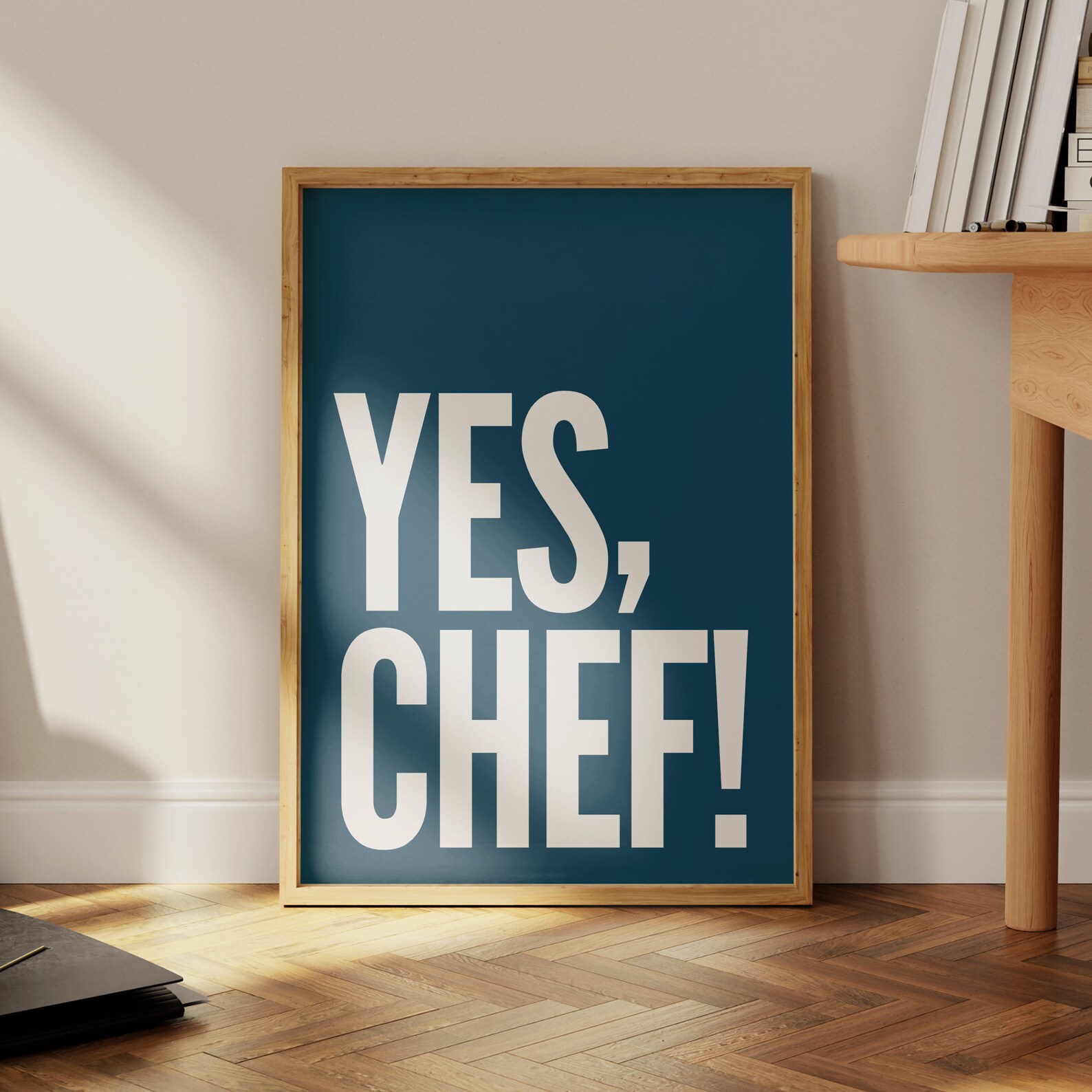 Yes Chef (navy) - Wall Art Print | Home Decor & Poster for Kitchen, the ...
