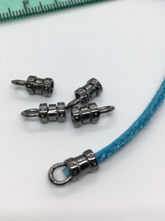 3mm Leather Crimp End With Loop Gunmetal GM Pack of 20 - Etsy